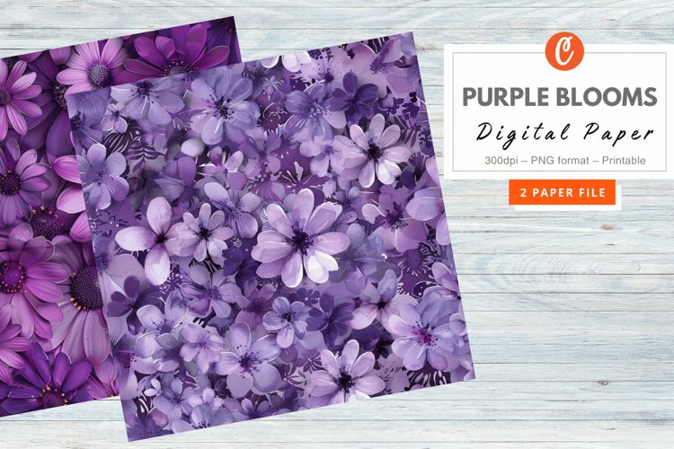 PURPLE BLOOMS digital paper