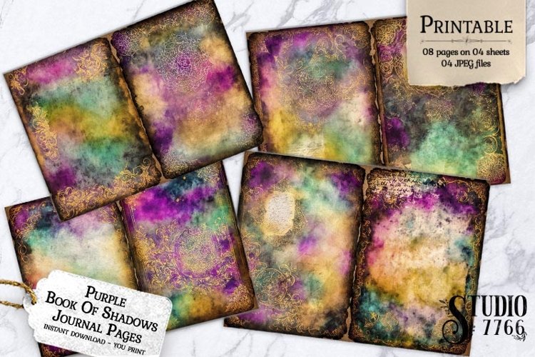 Purple Book Of Shadows Junk Journal Pages