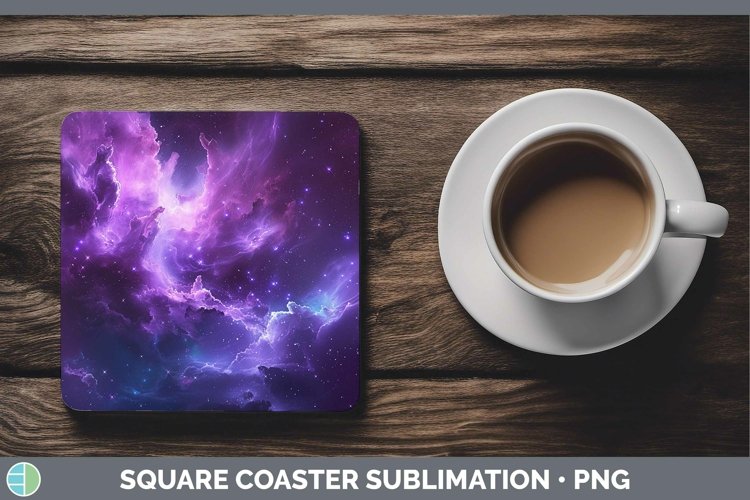 Purple Galaxy Square Coaster Sublimation Coaster Designs