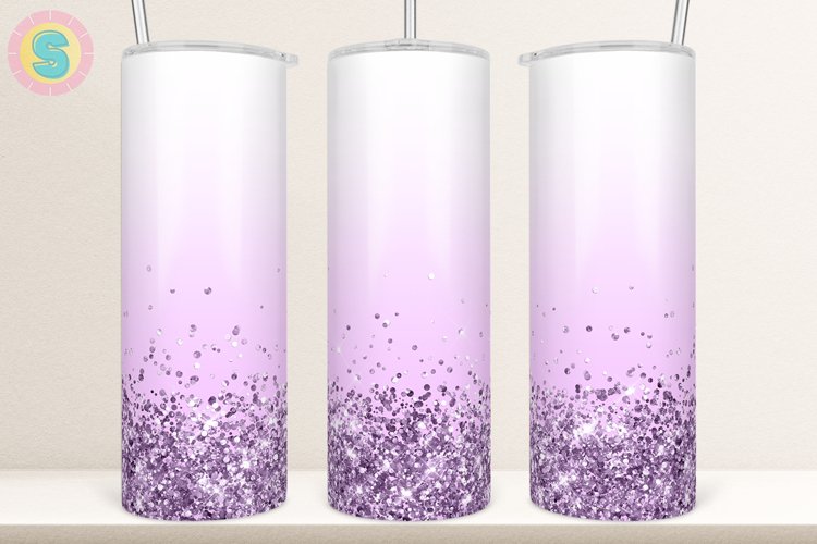 Purple Glitter 20Oz Tumbler Wrap Sublimation Design PNG