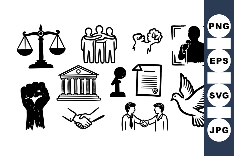 Justice and Peace Legal Icon Clipart Set