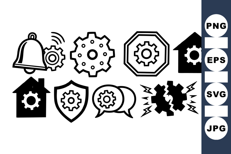 Technical Gear And Settings Icon Vector Set