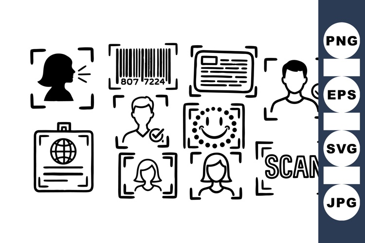 Facial Recognition Icon Set for Security Apps