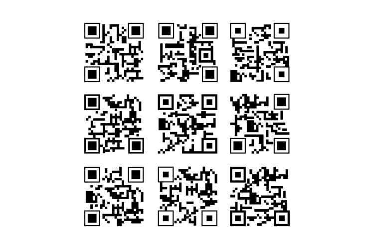 qr code label set cartoon