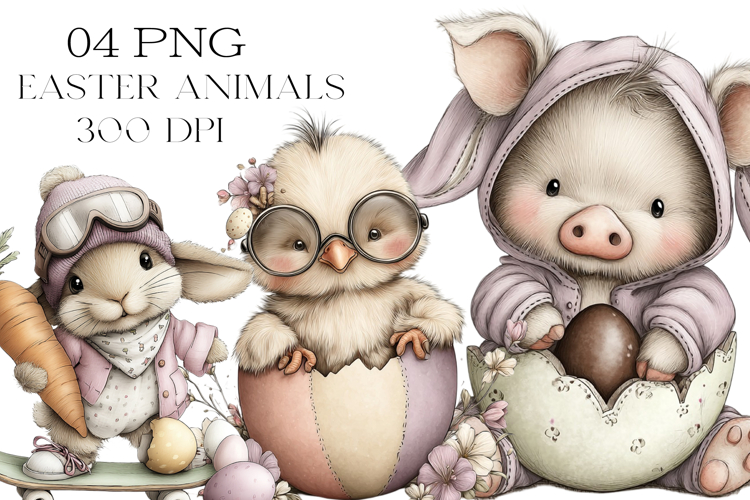 Quirky Easter Funny Animals Clipart