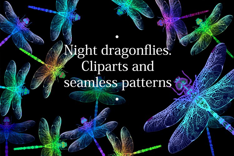 Night dragonflies. Vector cliparts.