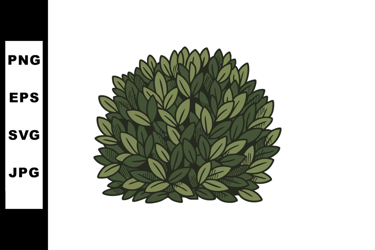 Green leafy bush vector illustration with dense foliage and