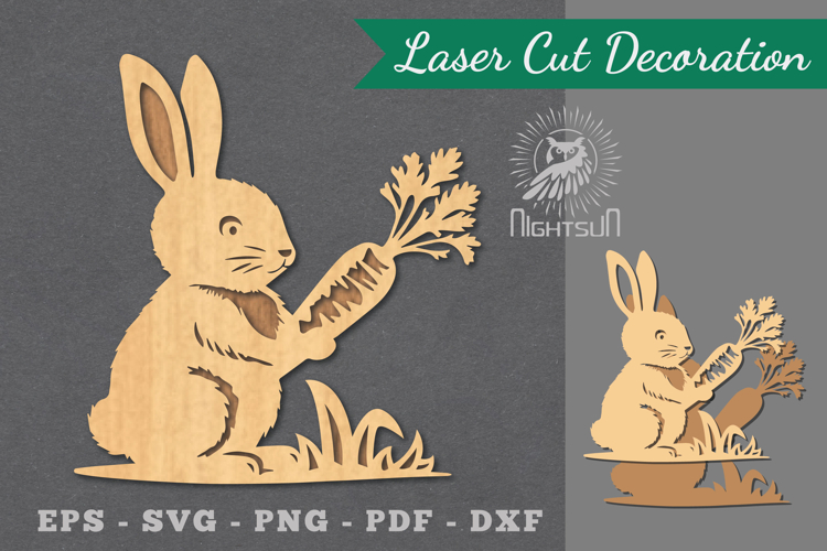 Rabbit With Carrots Laser Cut Decoration
