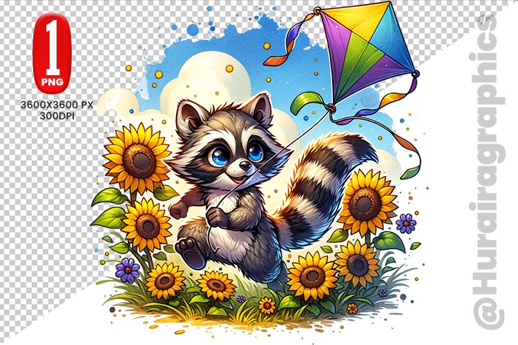 Cute Raccon Clipart - PNG File (5143788)