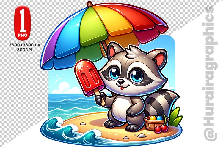 Cute Raccon Clipart - PNG File (5159992)
