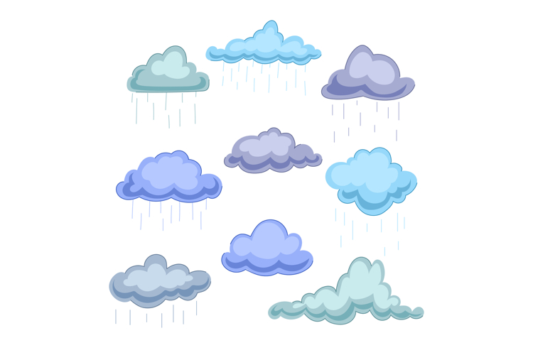 rain cloud set cartoon