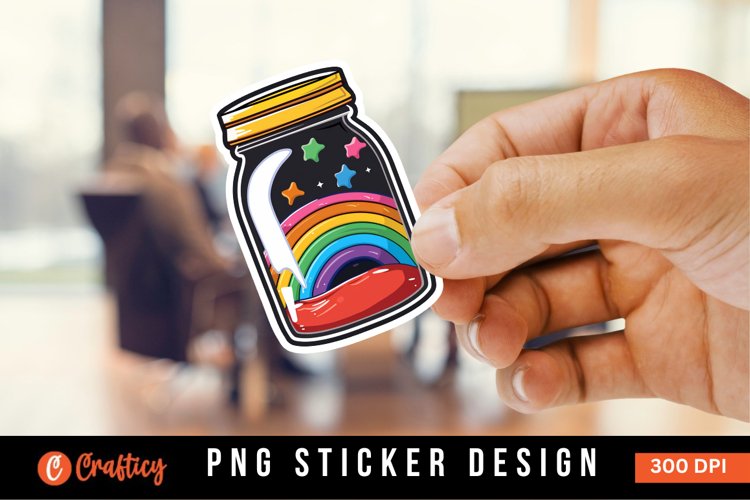 Rainbow Bell Jar Sticker,Planner sticker,Cute Jar sticker