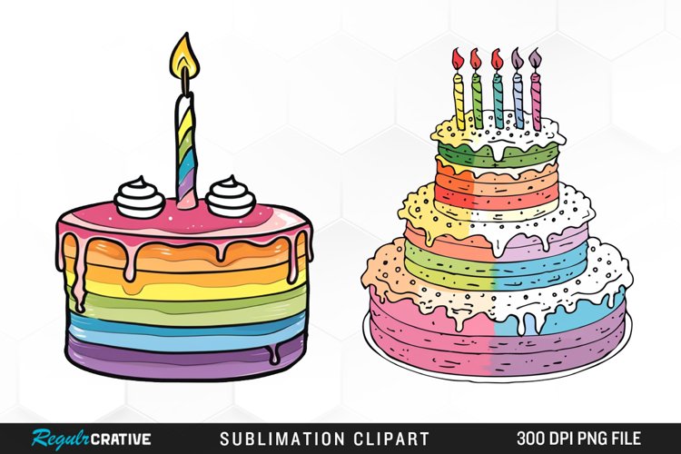 Rainbow Birthday Cake Image Clipart