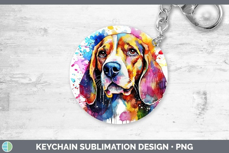 Rainbow Dog Beagle Keychain | Sublimation Keyring Designs
