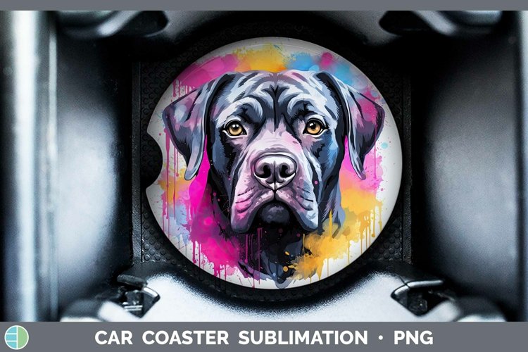 Rainbow Dog Cane Corso Car Coaster | Sublimation Coaster Des