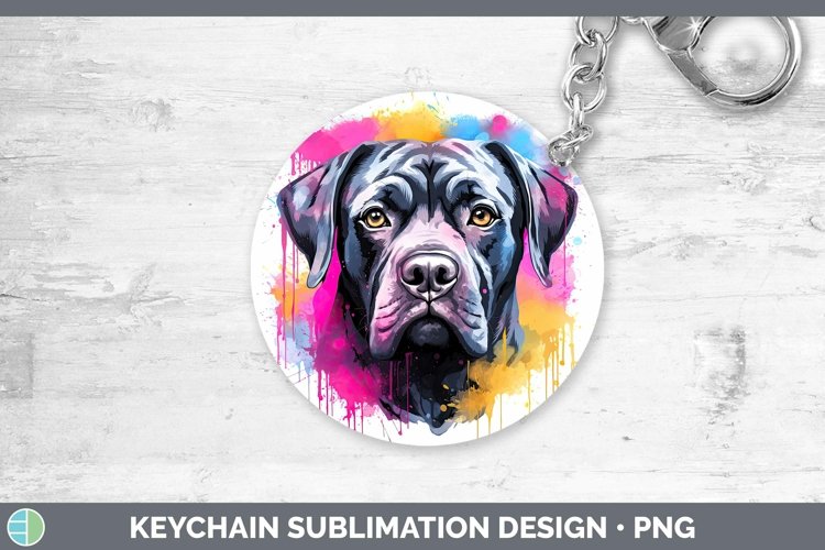Rainbow Dog Cane Corso Keychain | Sublimation Keyring Design