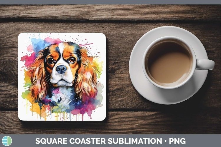 Rainbow Dog Cavalier King Charles Spaniel Square Coaster Sub