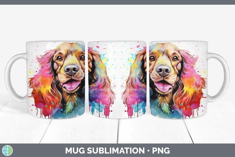 Rainbow Dog Cocker Spaniel Mug Wrap | Sublimation Coffee Cup