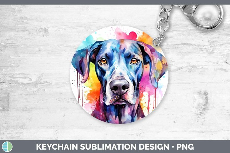 Rainbow Dog Great Dane Keychain | Sublimation Keyring Design