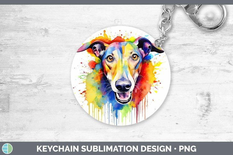 Rainbow Dog Greyhound Keychain | Sublimation Keyring Designs