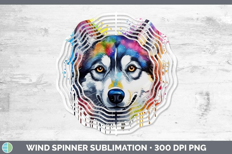 Rainbow Dog Husky Wind Spinner Sublimation Spinner Designs