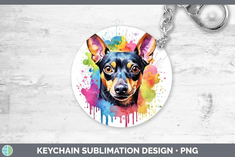 Rainbow Dog Miniature Pinscher Keychain Sublimation Keyring