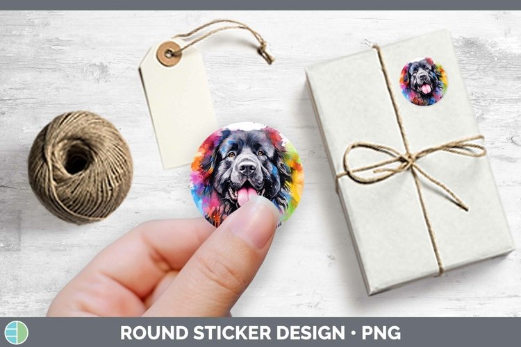 Rainbow Dog Newfoundland Stickers | Round Labels Designs