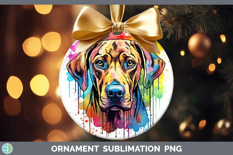Rainbow Dog Rhodesian Ridgeback Ornament Sublimation Bauble