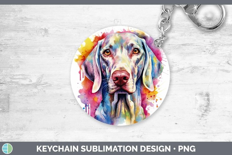 Rainbow Dog Weimaraner Keychain | Sublimation Keyring Design