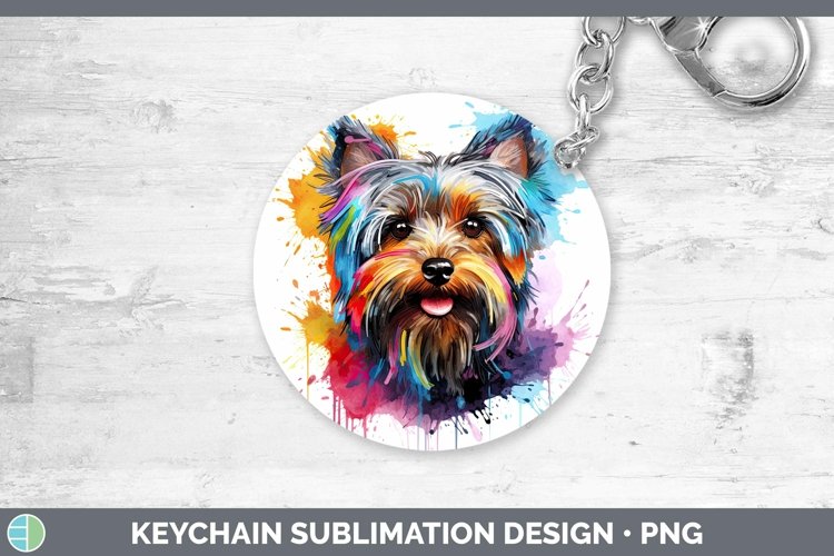 Rainbow Dog Yorkshire Terrier Keychain | Sublimation Keyring