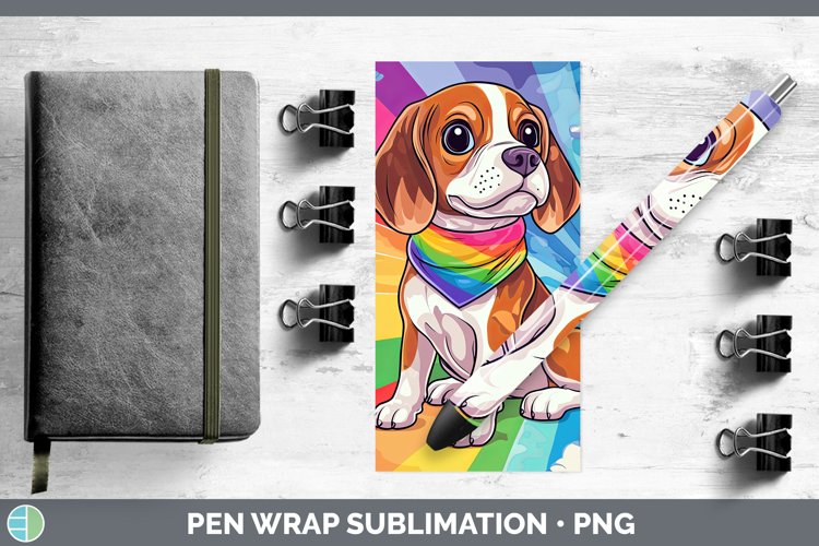 Rainbow Dogs Beagle Pen Wrap Sublimation Epoxy Pen Designs