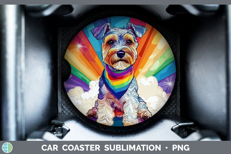 Rainbow Dogs Fox Terrier Dog Car Coaster Sublimation Coaster