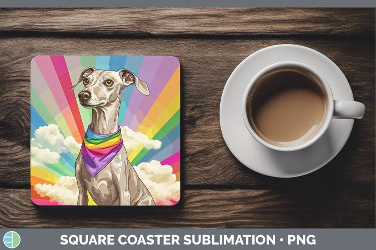 Rainbow Dogs Greyhound Square Coaster Sublimation Coaster De