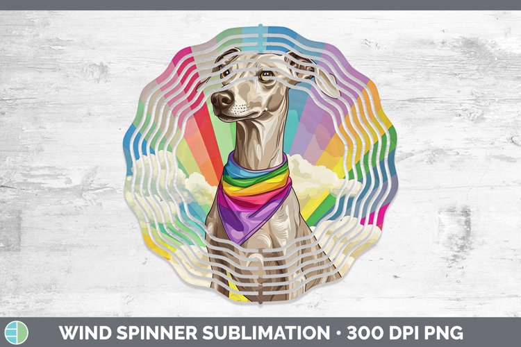 Rainbow Dogs Greyhound Wind Spinner Sublimation Spinner Desi