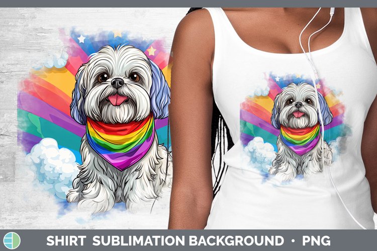 Rainbow Dogs Lhasa Apso Shirt Sublimation Sublimation Backgr