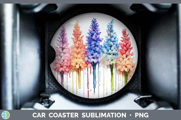 Rainbow Flowers Hyacinth Car Coaster Sublimation Coaster Des