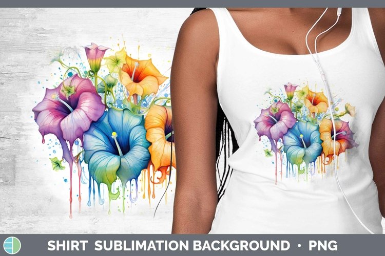 Rainbow Flowers Morning Glory Shirt Sublimation Sublimation