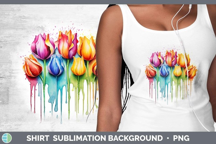 Rainbow Flowers Tulip Shirt Sublimation Sublimation Backgrou
