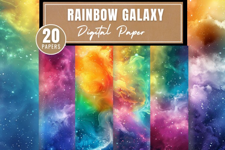 Rainbow Galaxy Digital Paper Bundle