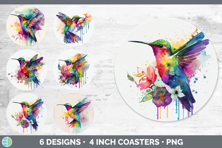 Rainbow Hummingbird Round Coaster | Sublimation Designs Bund