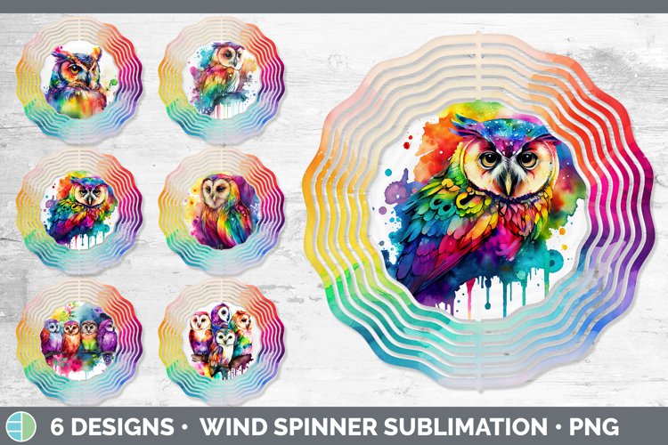 Rainbow Owl Bird Wind Spinner | Sublimation Spinner Designs