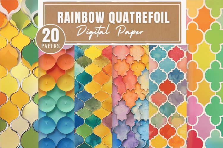 Rainbow Quatrefoil Digital Paper Bundle