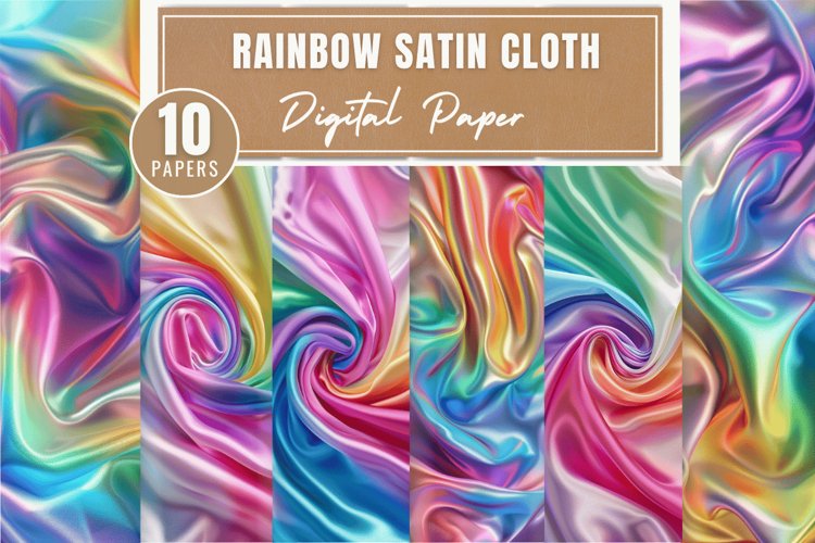 Rainbow Satin Cloth Digital Paper Bundle