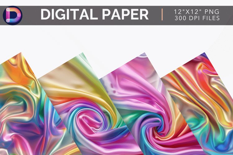 Rainbow Satin Cloth Digital Paper