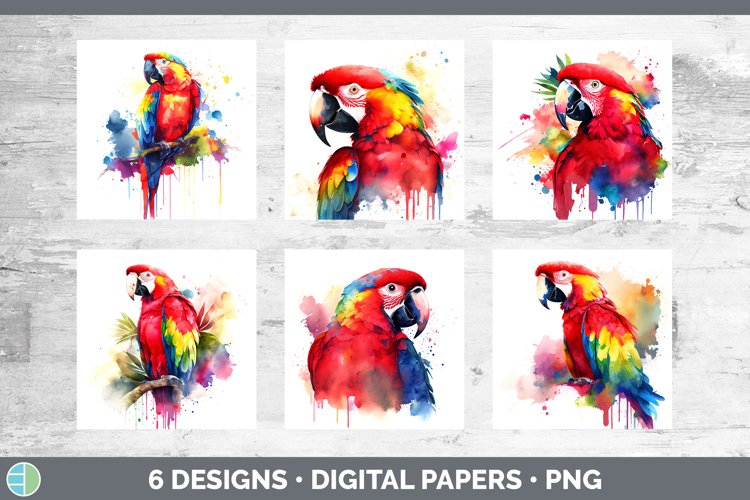 Rainbow Scarlet Macaw Paper Backgrounds | Digital Scrapbook