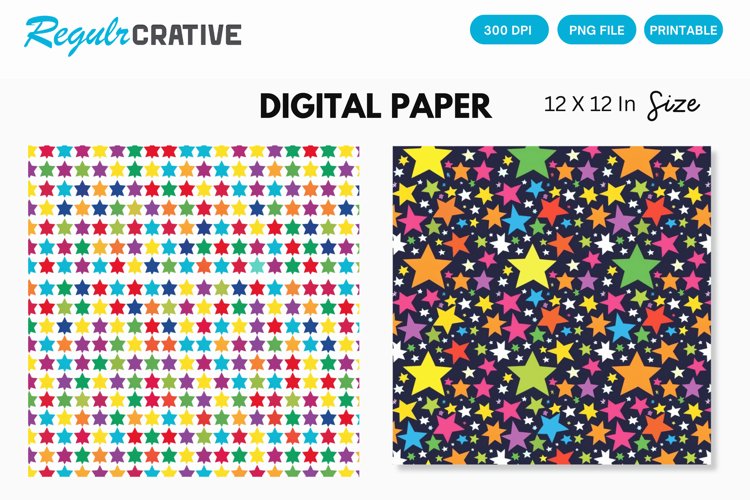 Rainbow Stars Seamless Digital Paper
