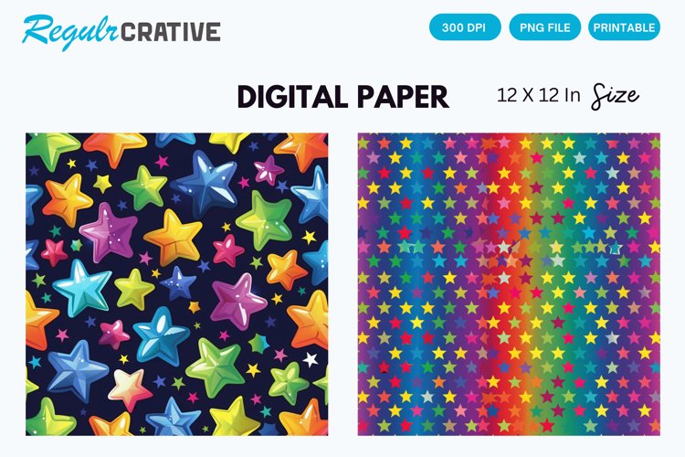 Rainbow Stars Seamless Digital Paper