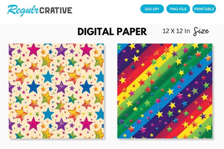Rainbow Stars Seamless Digital Paper