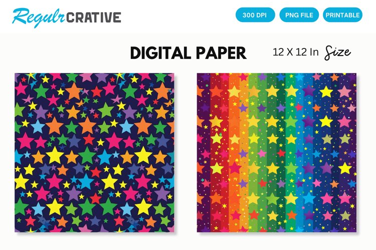 Rainbow Stars Seamless Digital Paper