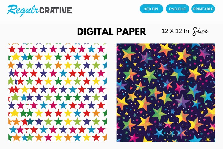Rainbow Stars Seamless Digital Paper